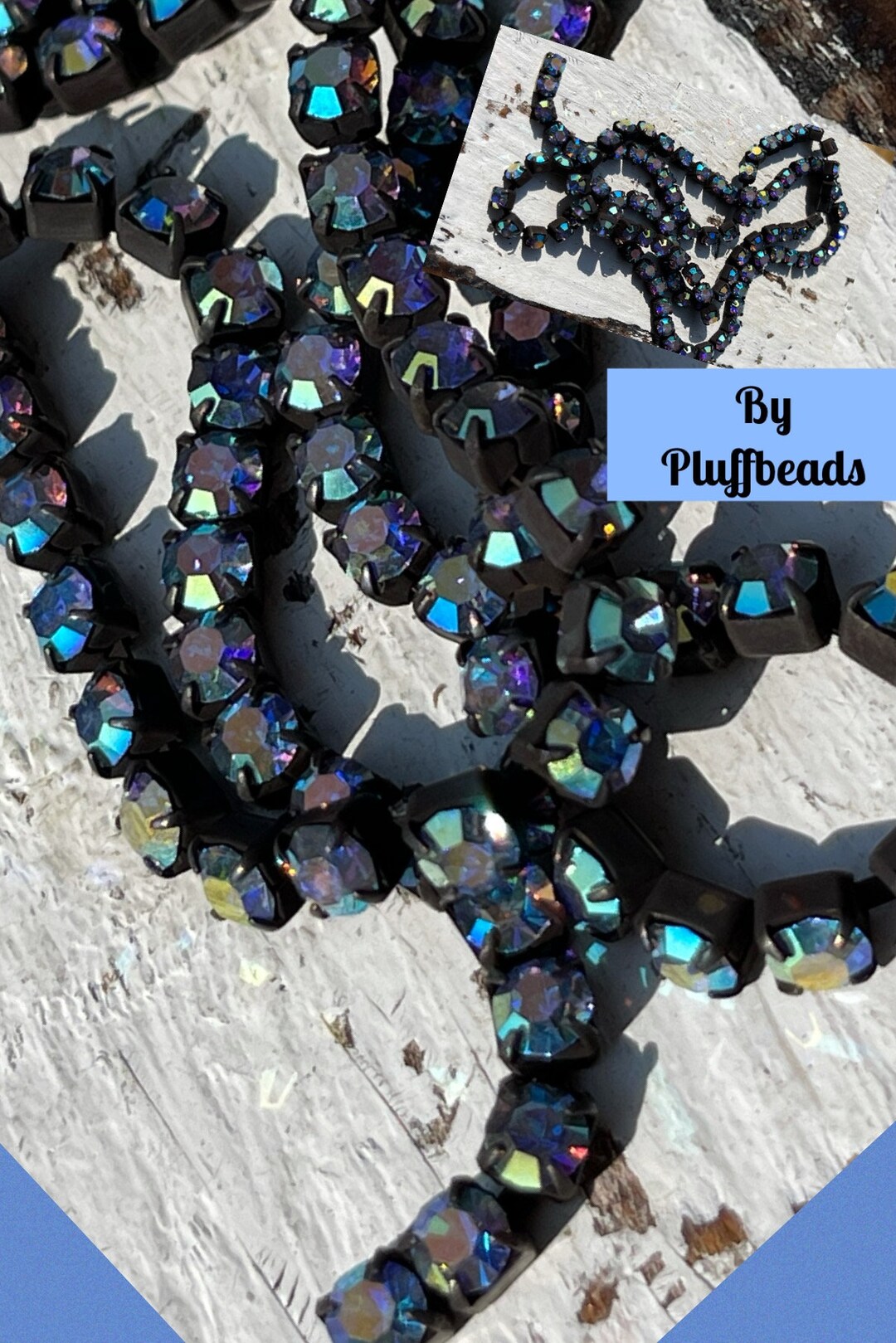 Rustic Flea Market Style Iridescent BLUE Cloud 4.2mm Ss18 Dark Brown ...