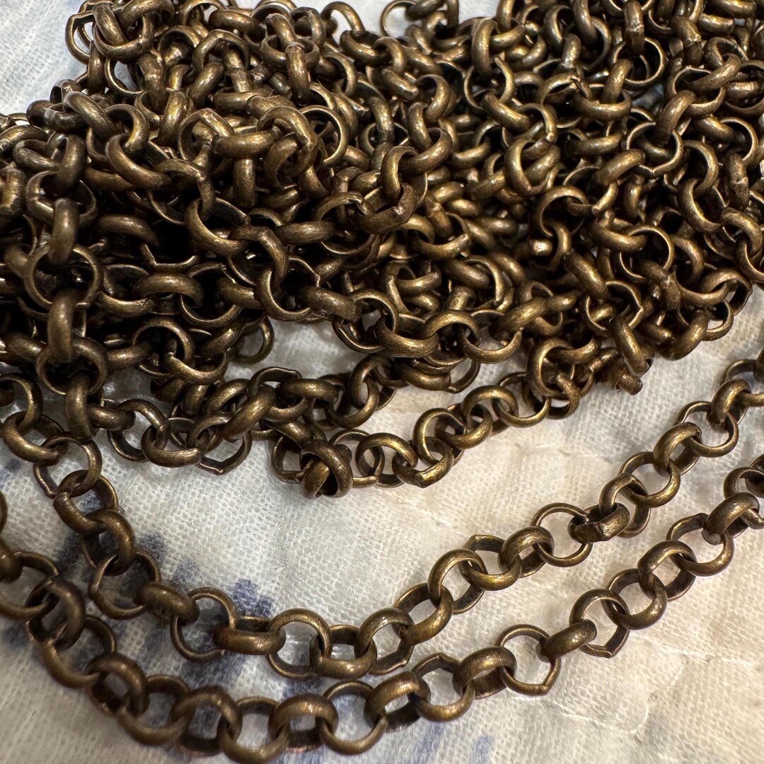 Chain High Quality Solid Brass Petite 4mm ROLO Chain ANTIQUE BRASS ...