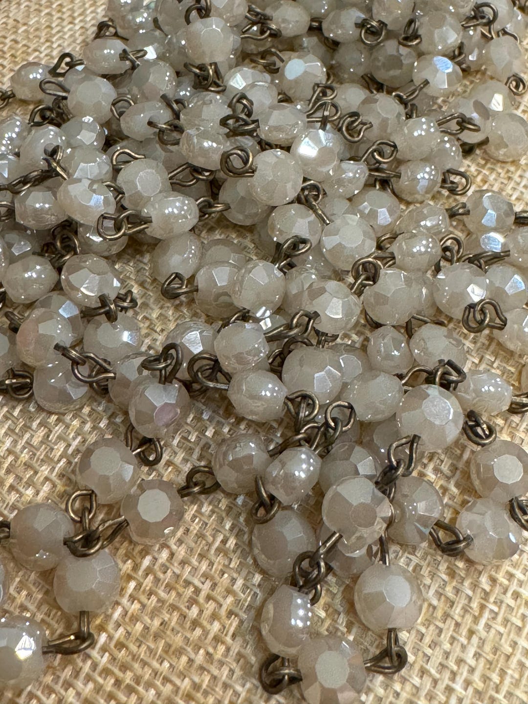 New 2024 Beaded Chain 6mm Opaque Opal BUFF Flat Top Faceted Crystal ...