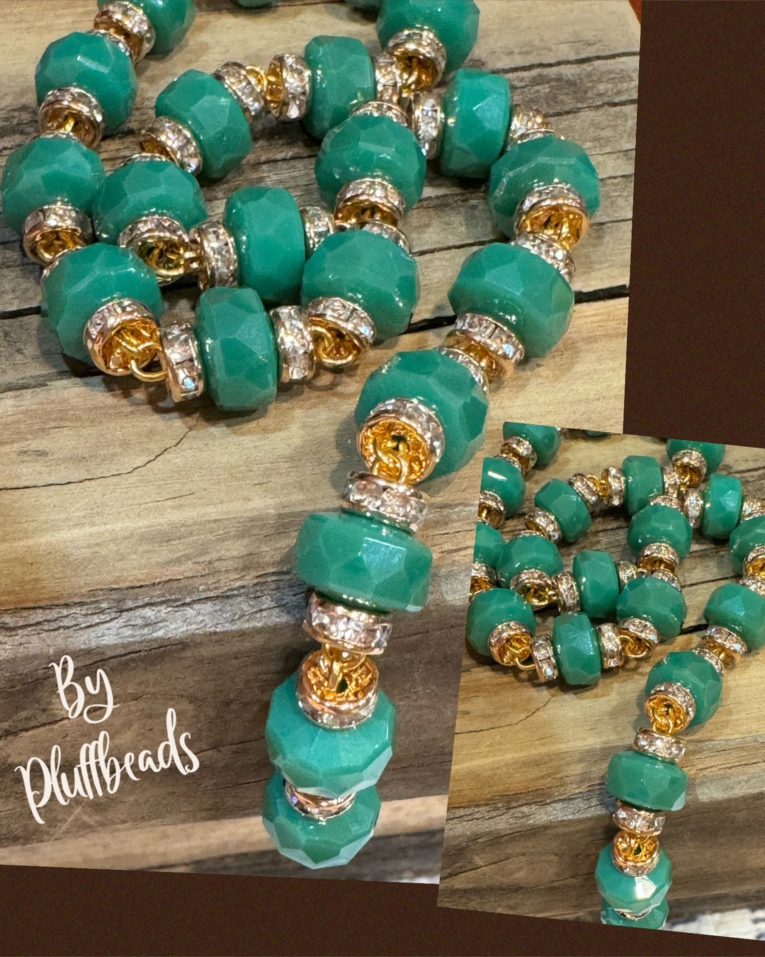 Chain JADE Green Crystal Encrusted Gold Plated Rhinestones Assemblage ...