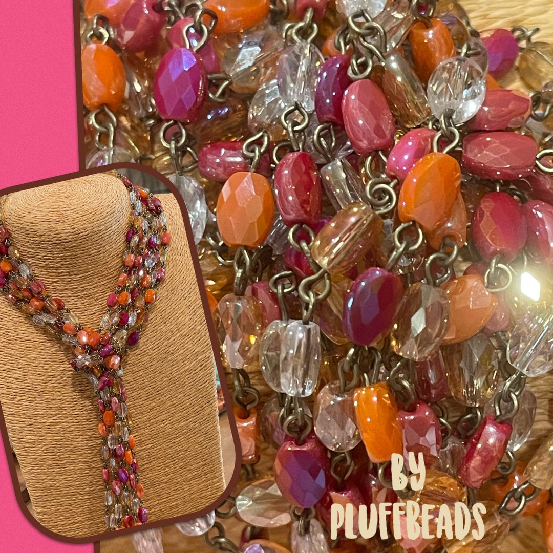 Chain 70’s Couture RETRO Colors Chunky Oval BAGUETTE Cut Faceted ...