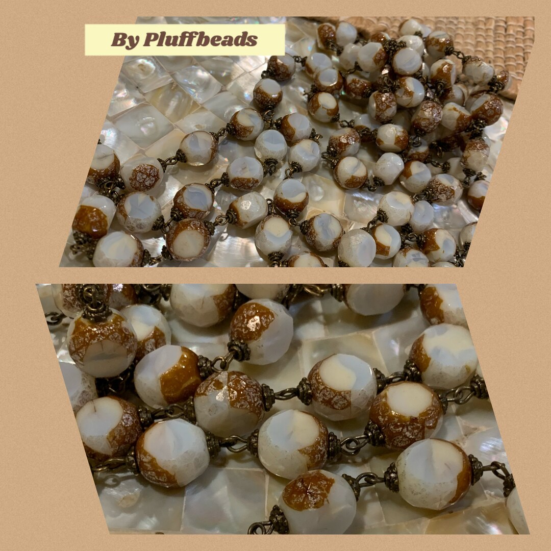 Chain Assemblage Chain Chunky SEA SHELL Milk Glass Component French ...