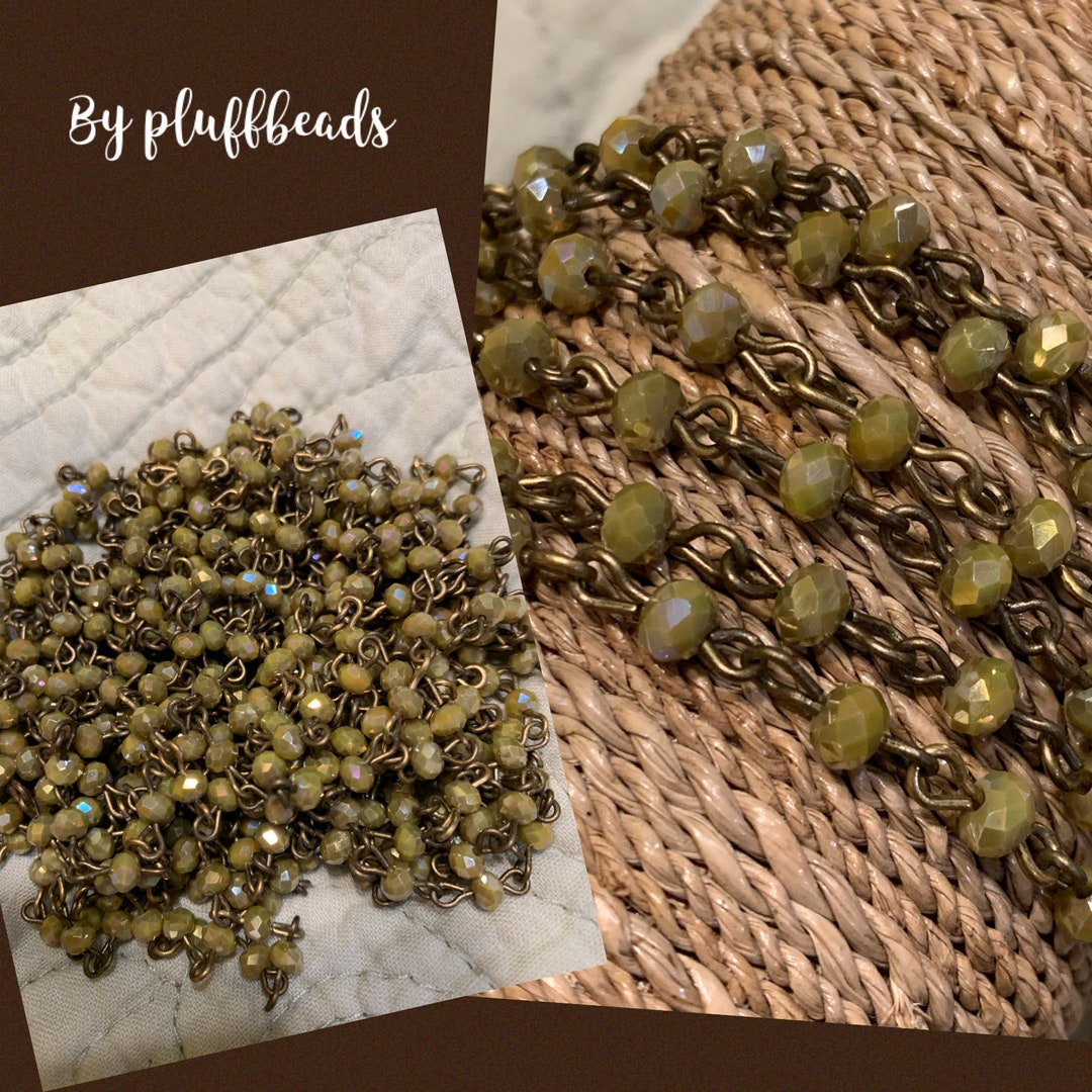 Chain MUSTARD Seed Flash Petite Faceted Roundel 4x2mm Beaded Chain ...