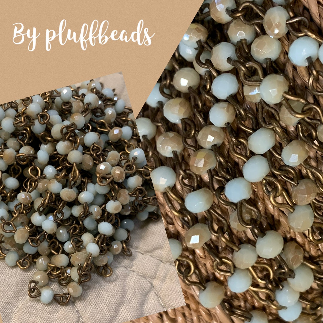 Chain BABY BLUE Flash Opaque Petite Faceted Roundel 4x2mm Beaded Chain ...