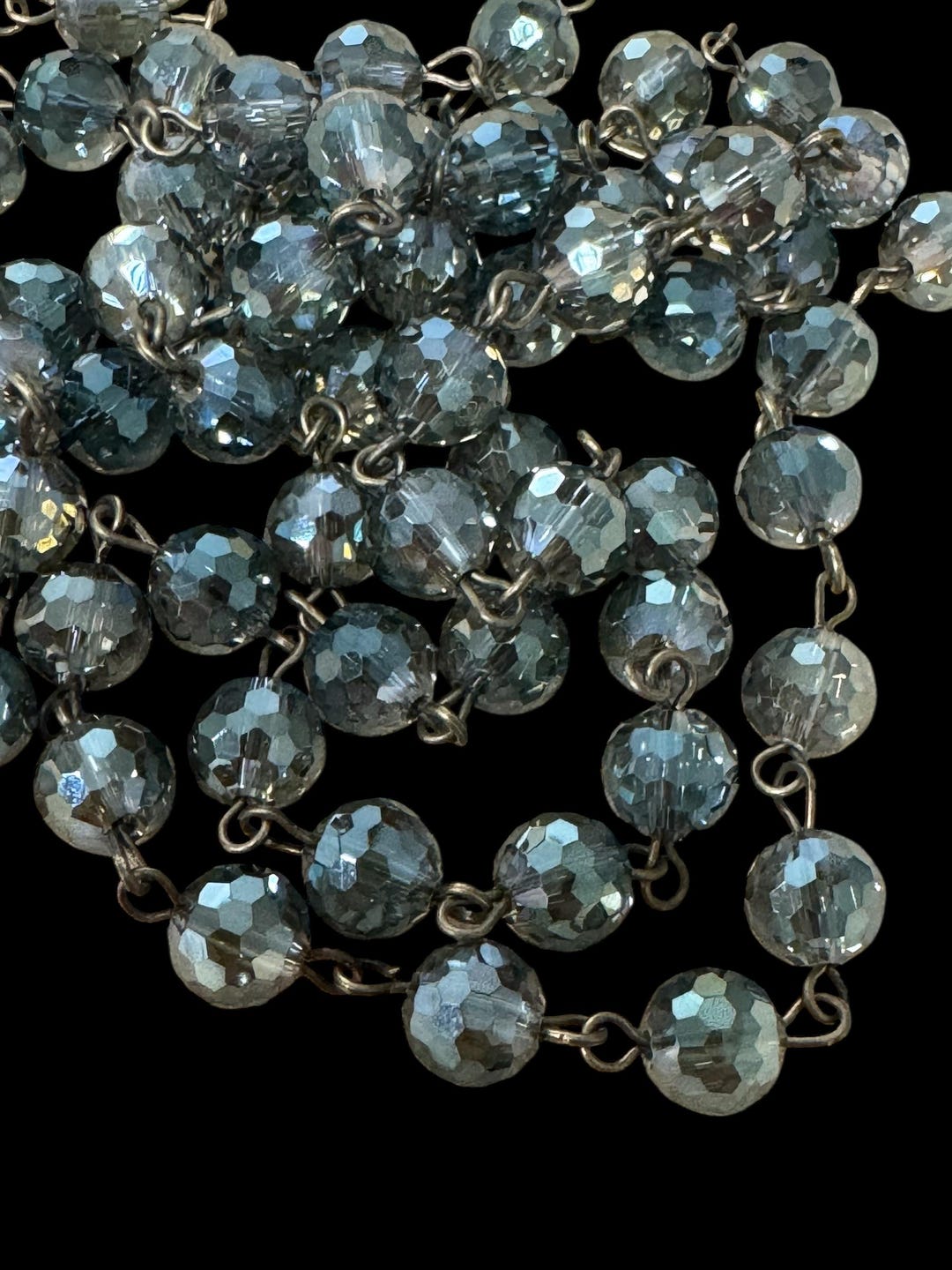 Crystal Beaded Chain, Sea Moss Green, Antique Brass, Handmade USA - Etsy