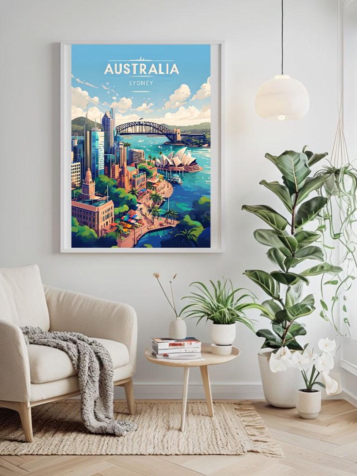 Sydney Australia Travel Poster Modern Cityscape Wall Art Opera House ...