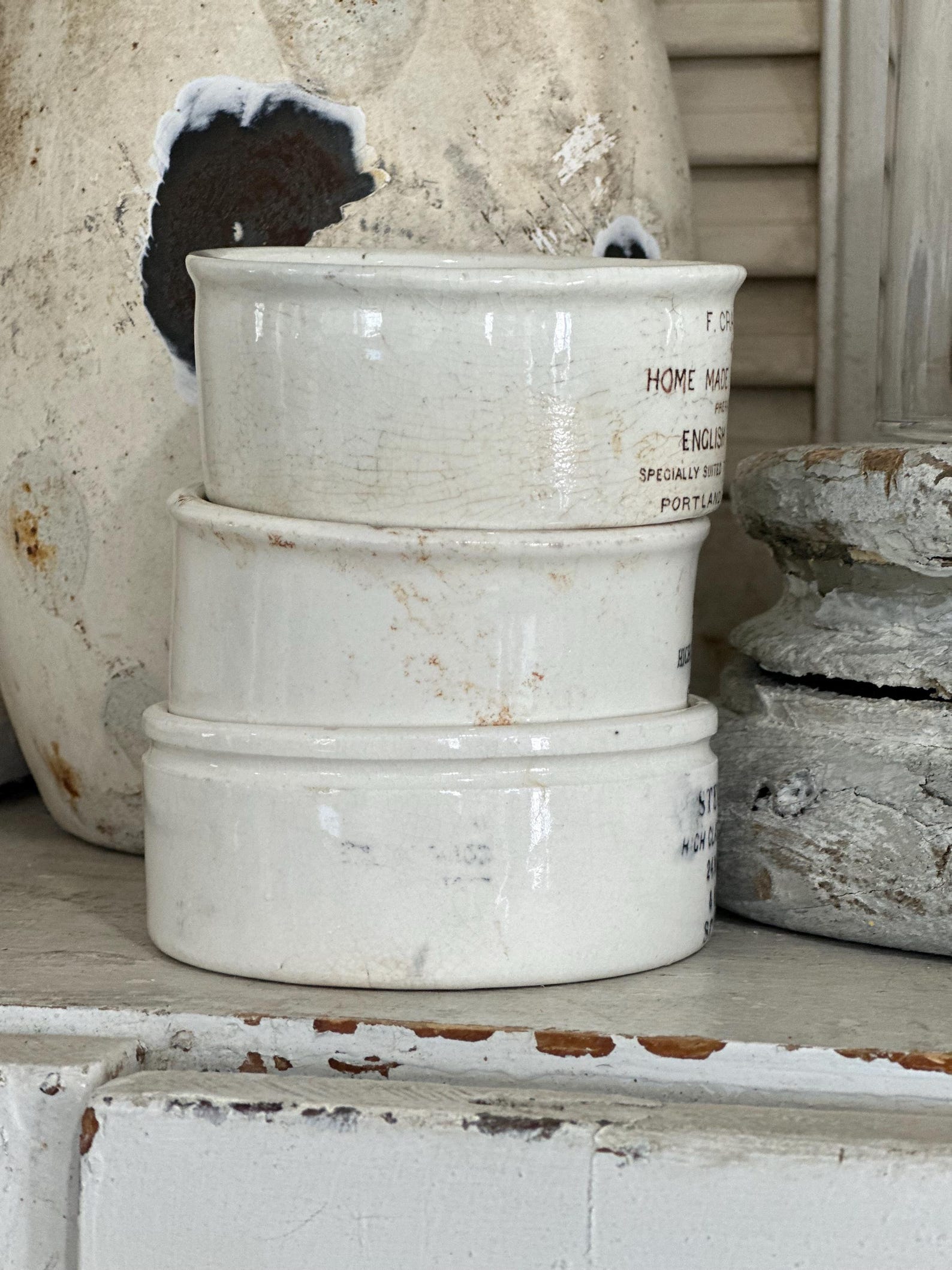 Antique English Advertising Meats Pots, Set of Three Shipman, F ...