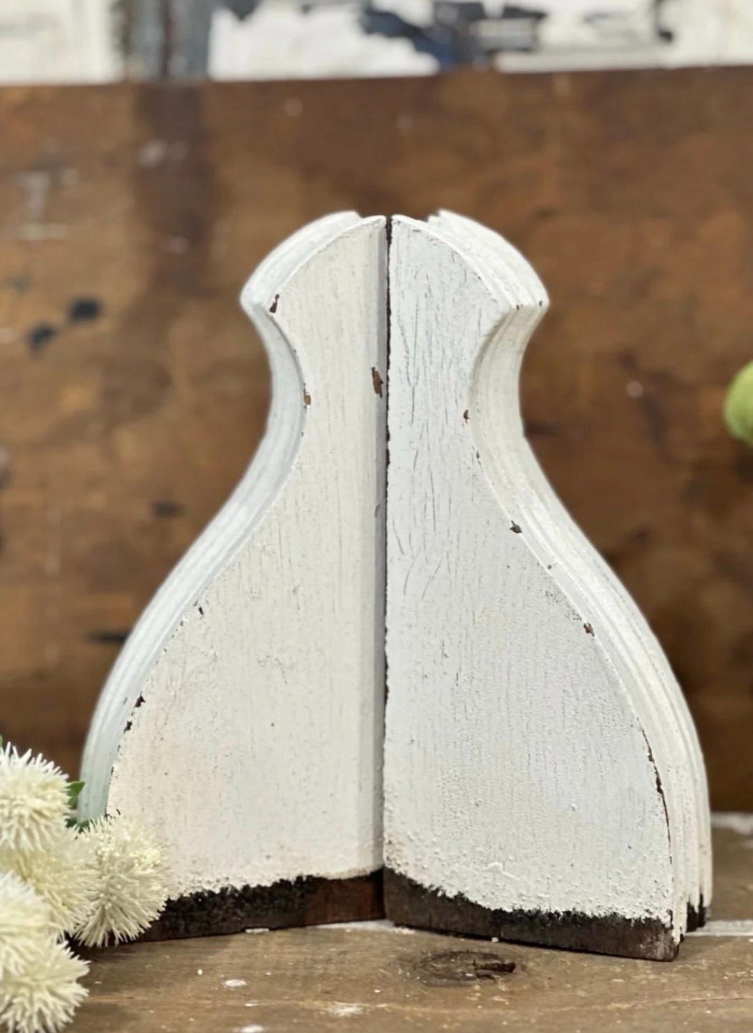 Chippy White Scalloped Corbels Wood Salvage Pieces Set of Two - Etsy
