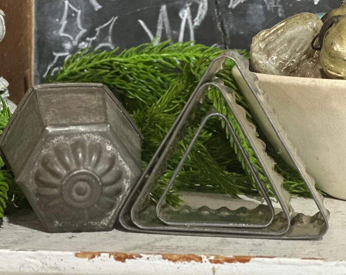 Antique Rare Early Round and Triangles Biscuit Cookie Cutters - Set of ...