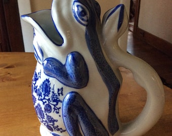 Blue white pitcher | Etsy