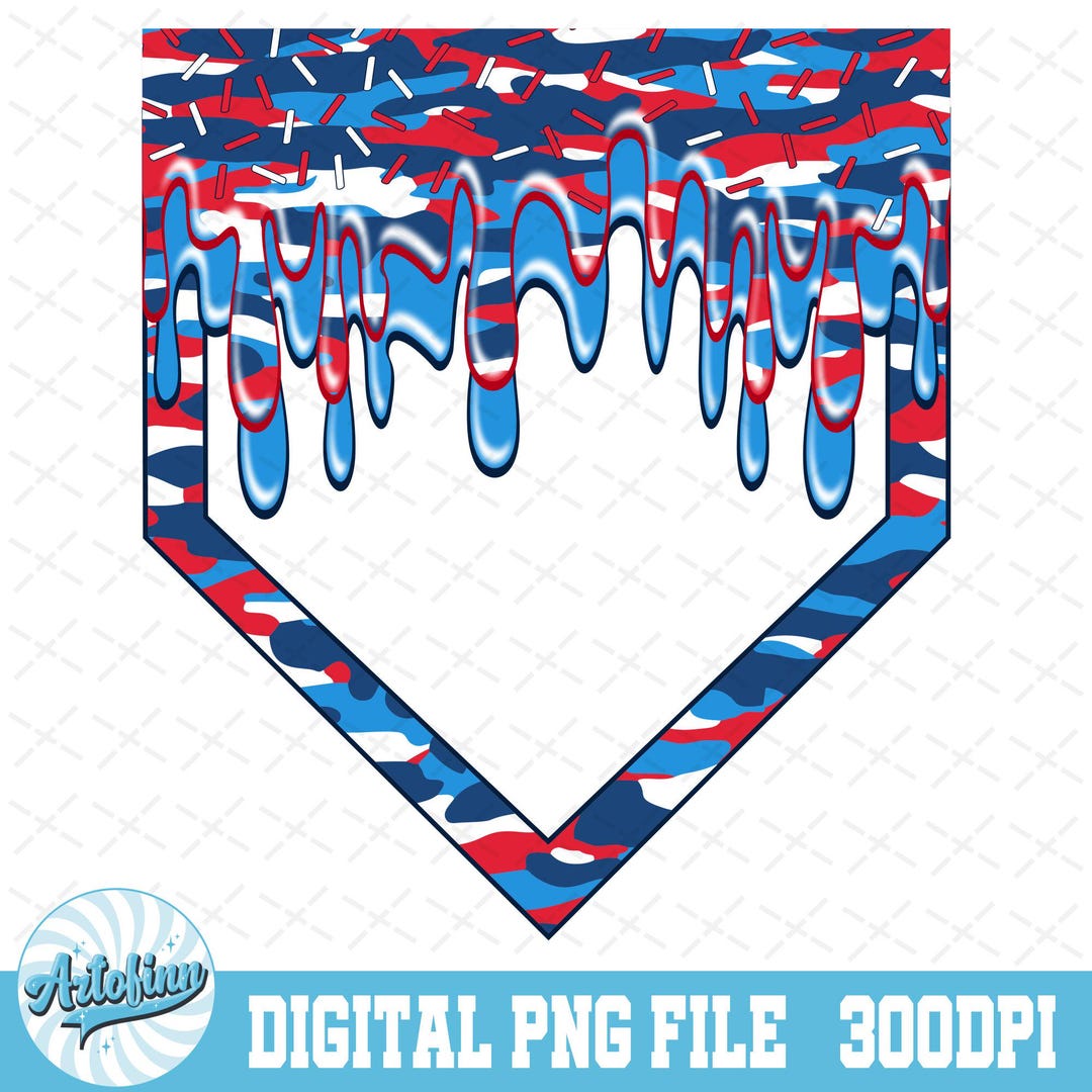 Home Plate Drip Baseball Sprinkle PNG, Red White Blue Camo, Blue Drip ...