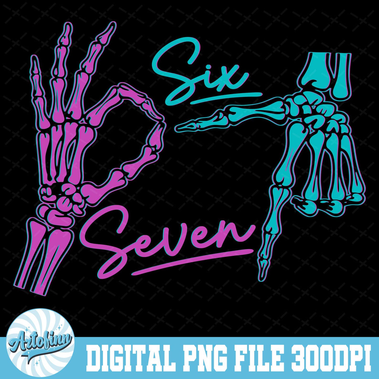 Six Seven 6 7 Meme Funny Skeleton Hands Png, Funny Halloween Bones ...