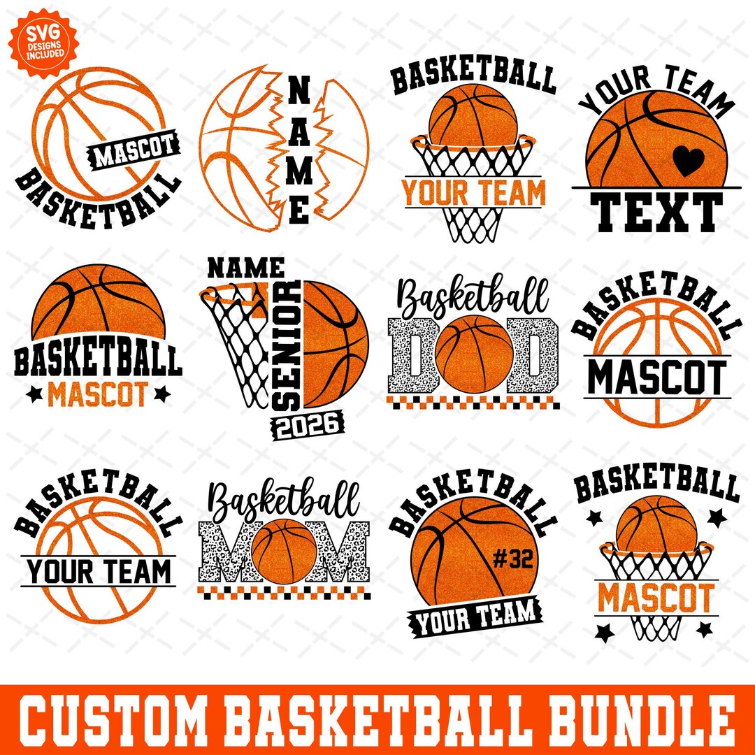 Custom Basketball Team Name SVG Bundle, Basketball Svg, Basketball Mom ...