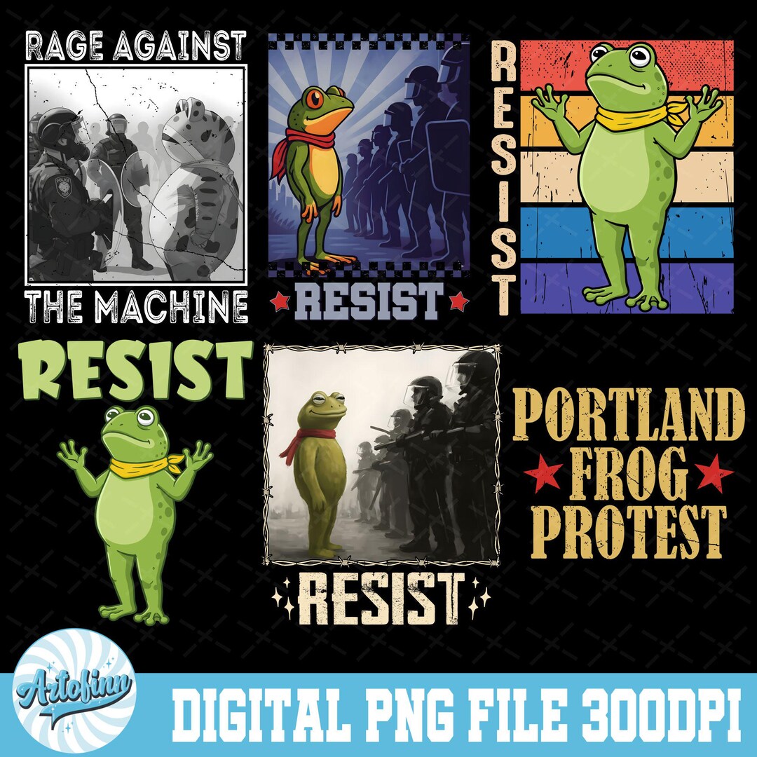 Portland Frog Protest Bundle Png, Frog Resist Png, Funny Activist Frog ...
