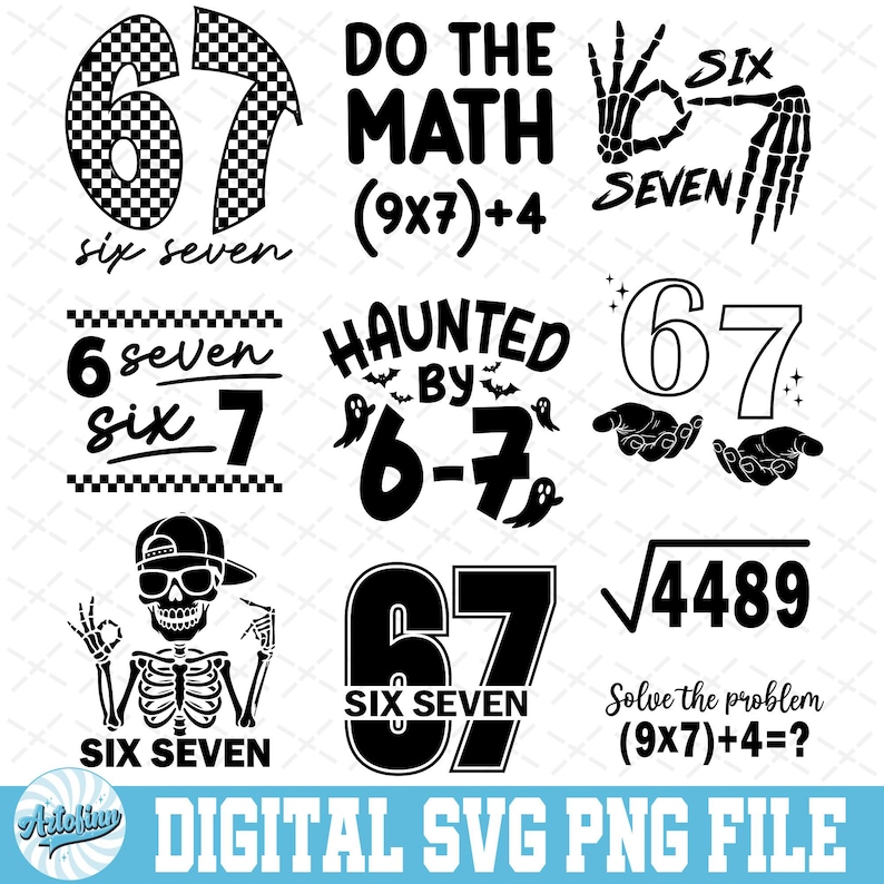 Six Seven 6 7 Meme Funny Hands SVG Bundle, 6 7 Meme Funny Skeleton Svg ...