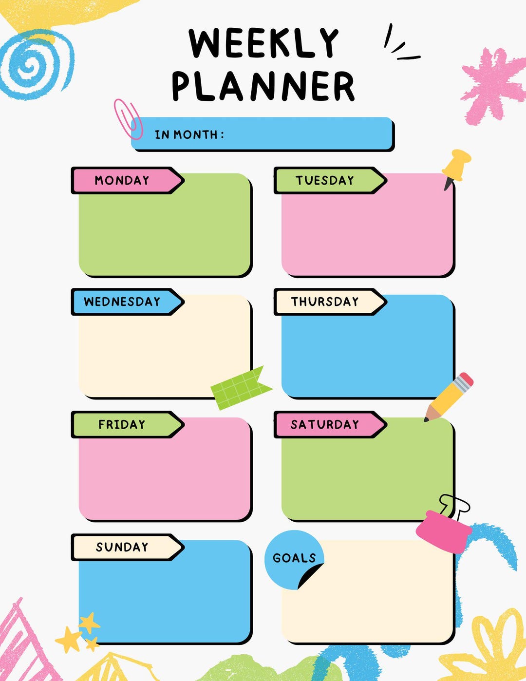 Colorful Weekly Planner-digital - Etsy