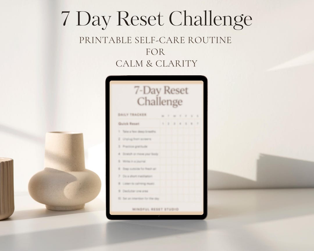 7 Day Reset Challenge | Printable Self-care Routine Planner for Calm ...
