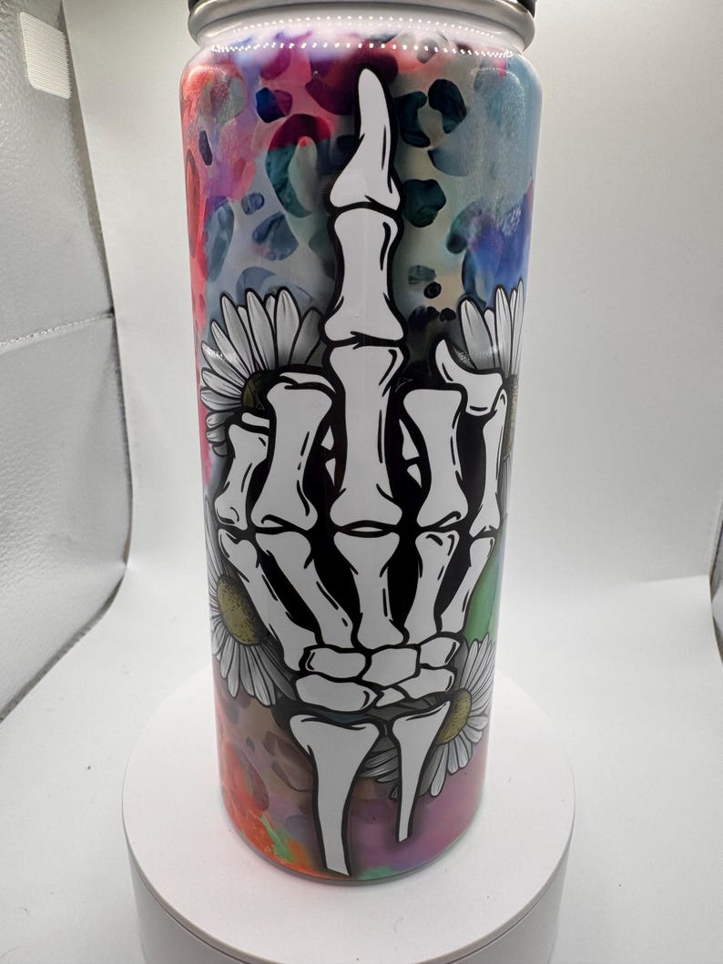 Sassy Middle Finger Skeleton 20oz Tumbler or 4 in 1 Can Cooler ...
