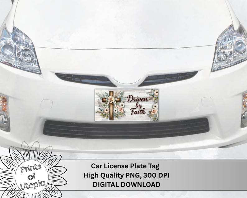 Driven by Faith License Plate Wrap, Christian Sublimation PNG, Rustic ...