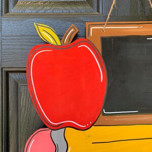 Personalized Teacher Door Hanger Back to School Gift Chalkboard Pencil ...