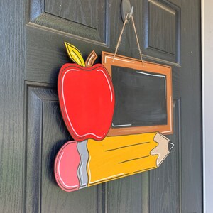 Personalized Teacher Door Hanger Back to School Gift Chalkboard Pencil ...