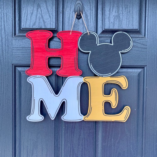 Disney Welcome Sign Mickey Minnie Mickey Door Hanger - Etsy
