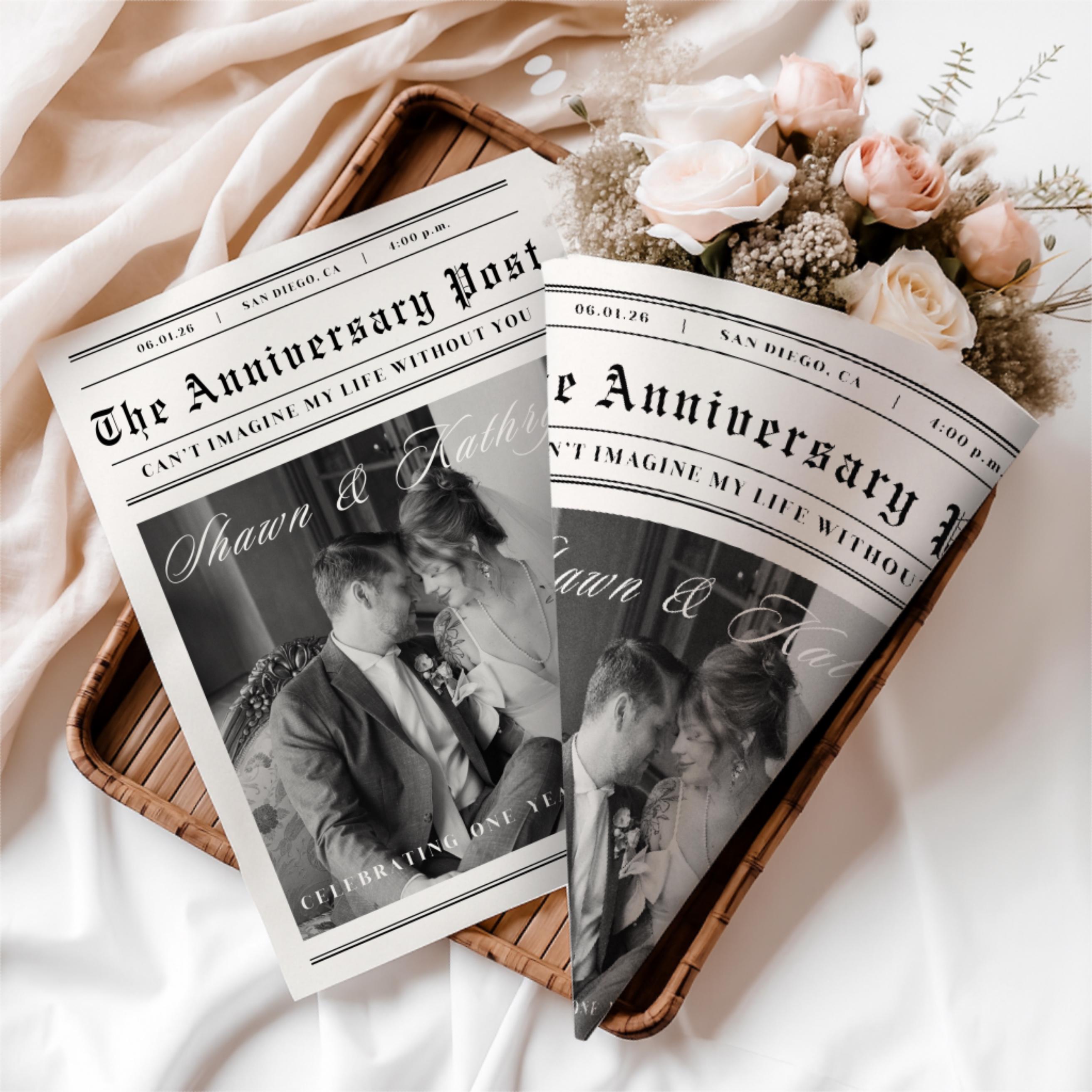 Editable Anniversary Newspaper Template: Canva Infographic Poster ...