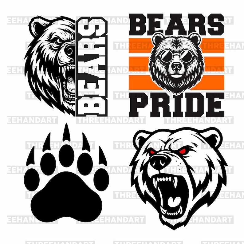 Bears SVG Bundle, School Mascot Clipart (digital Files) - Etsy
