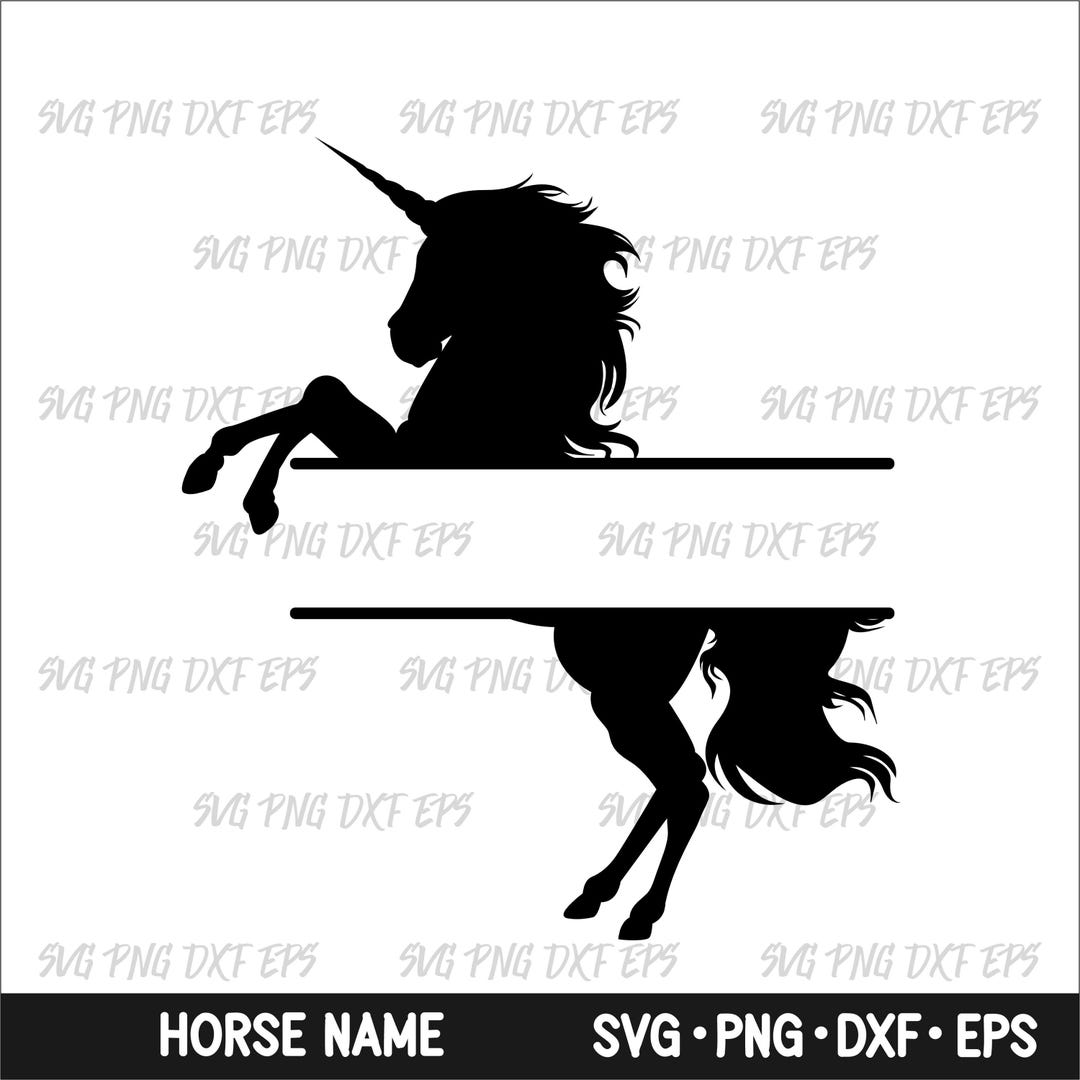 Horse Name Monogram SVG, Unicorn Silhouette, Cut Files (digital ...