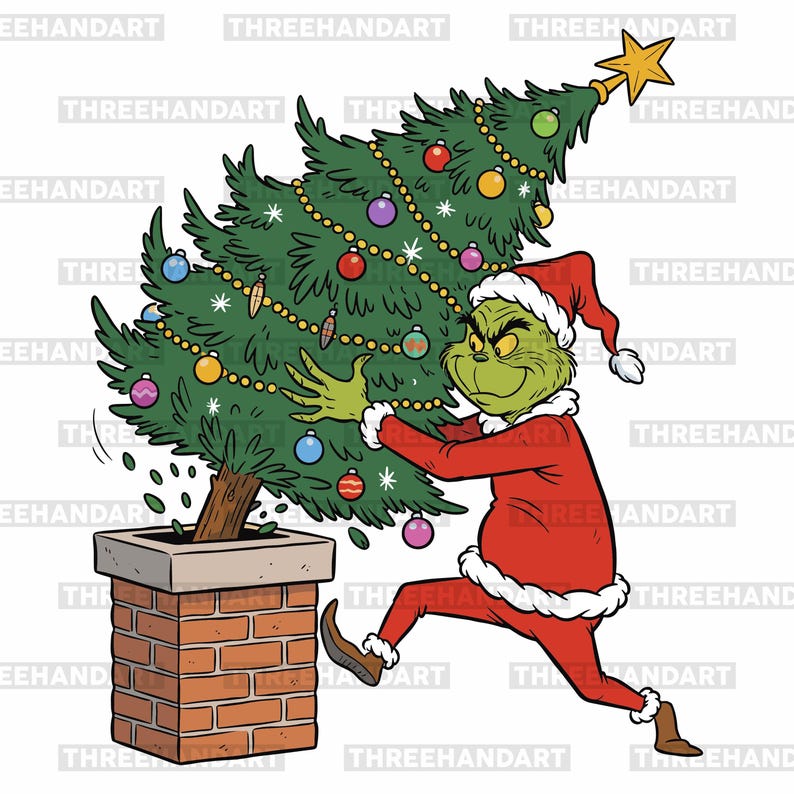 Funny Grinch Stealing Christmas Tree SVG, Clipart (digital Files) - Etsy