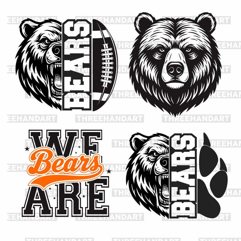 Bears SVG Bundle, School Mascot Clipart (digital Files) - Etsy
