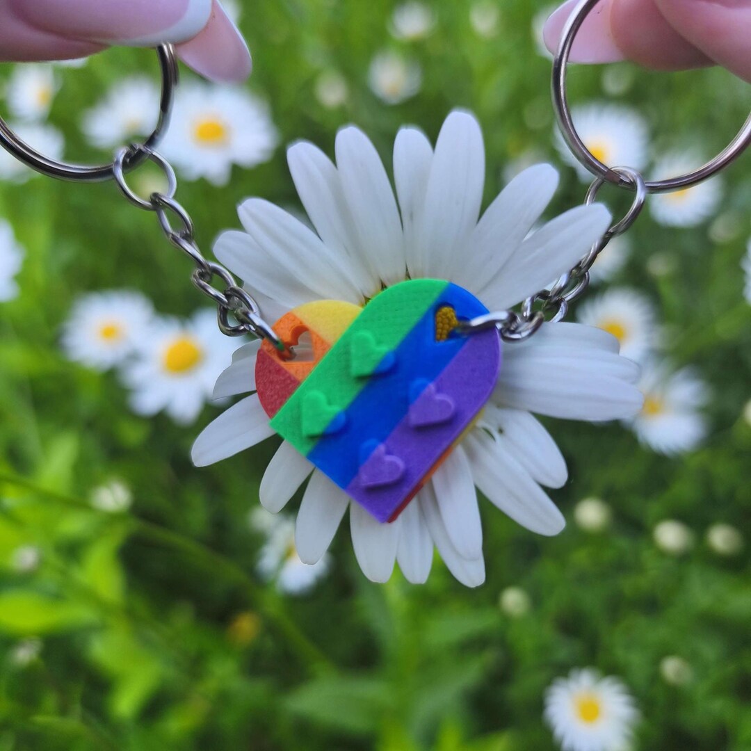 LGBT Pride Heart Keychain Set: 3D Printed Couple's Gift - Etsy