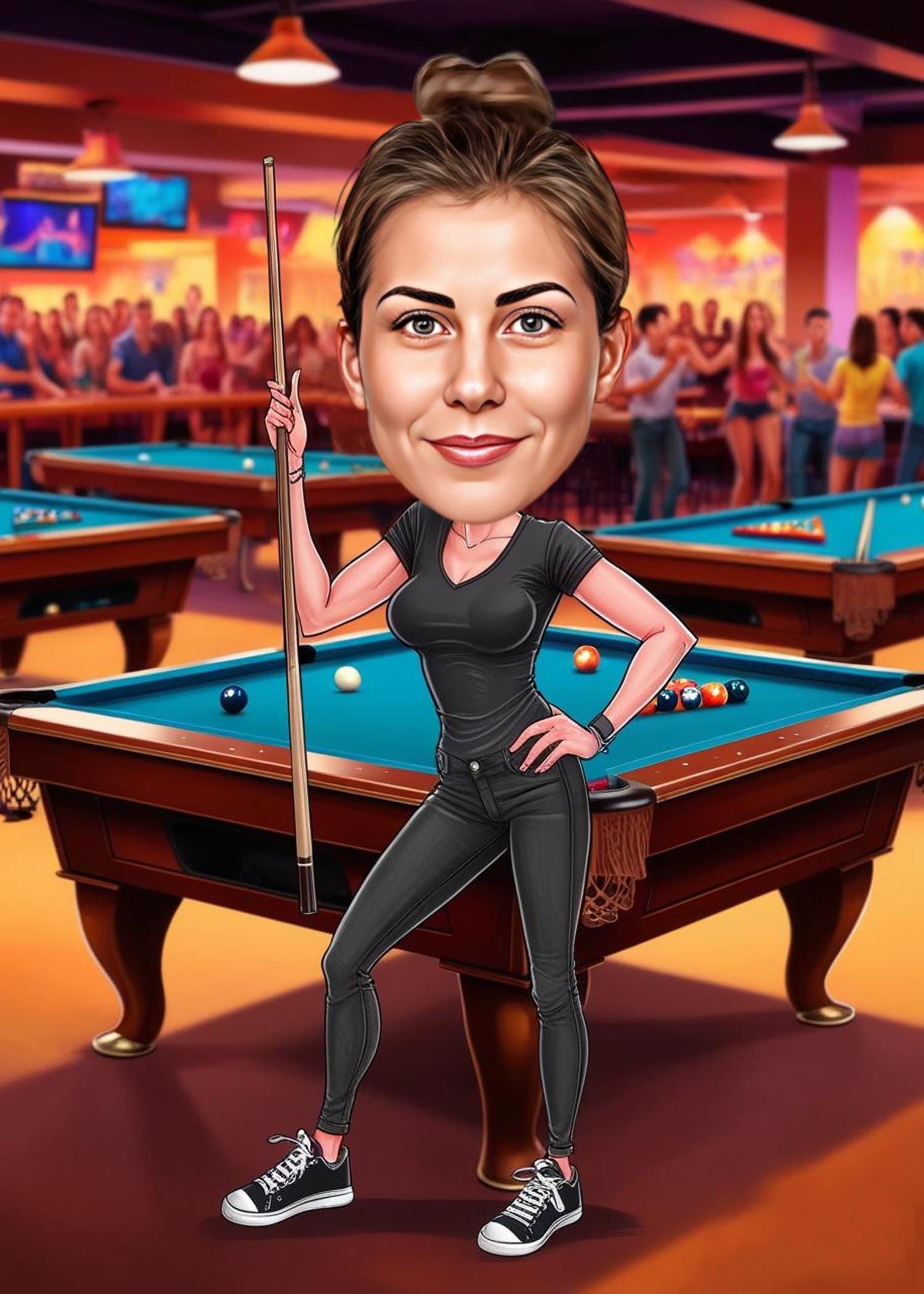 Custom Snooker Caricature for Her – Personalized Digital Drawing of ...