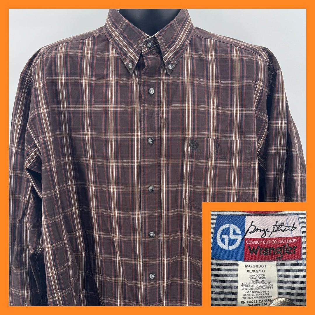 Wrangler George Strait Cowboy Cut Collection Plaid Button Down Shirt XL ...