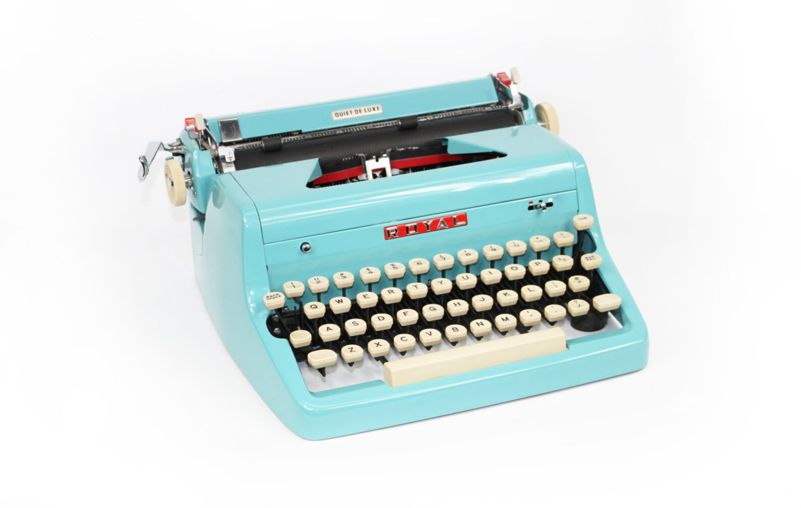 Turquoise Typewriter Royal Quiet Deluxe Manual With Case Working ...