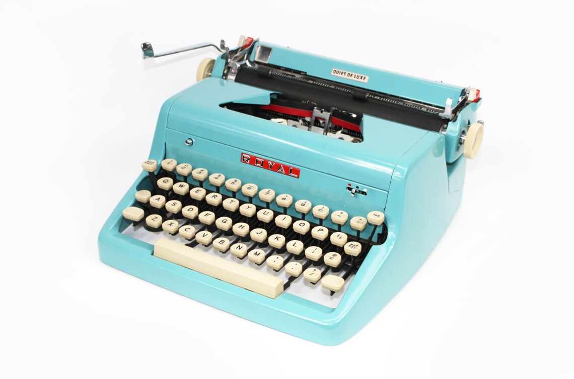 Turquoise Typewriter Royal Quiet Deluxe Manual With Case Working ...