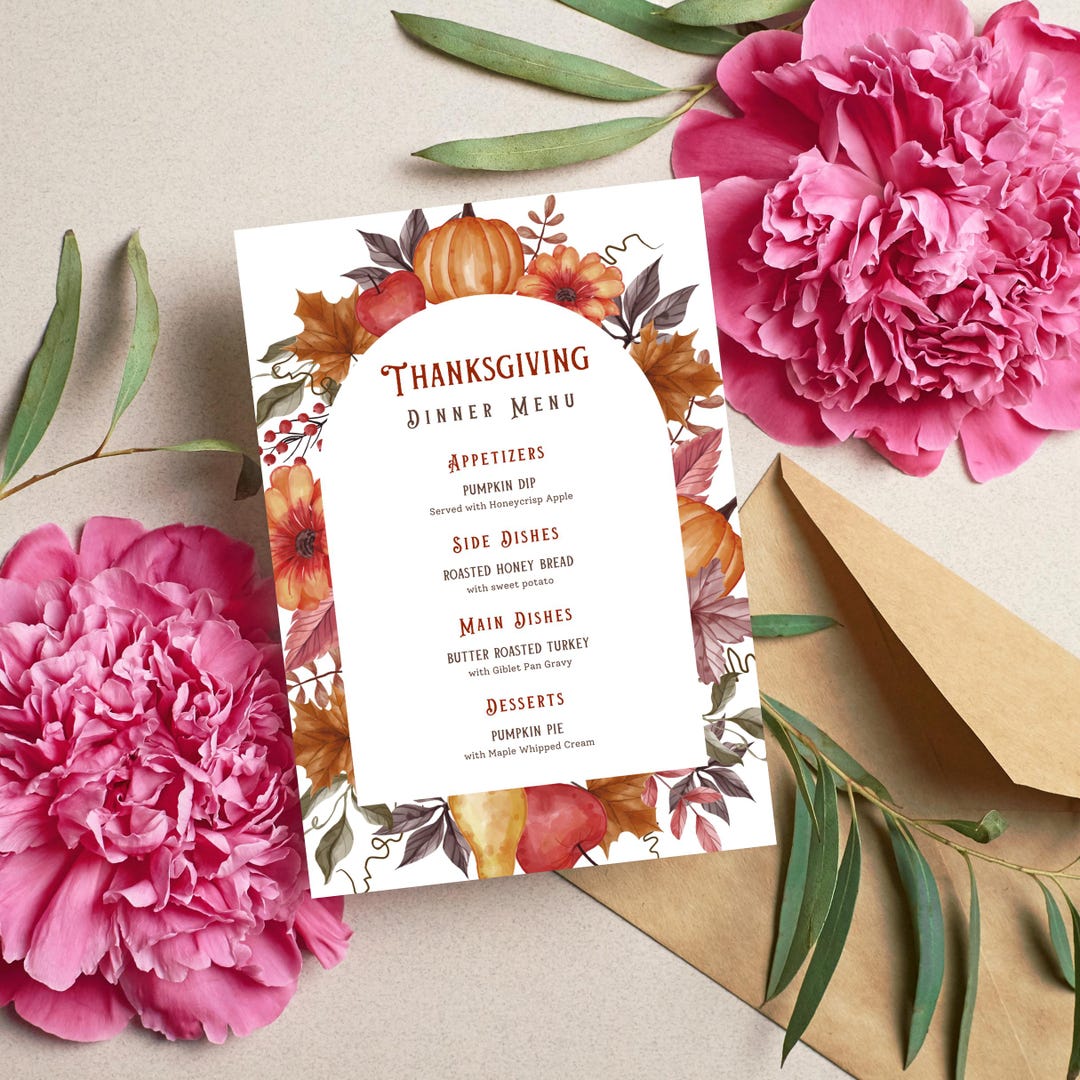 15 Dinner Menu Card Printable Template, Editable Floral Birthday Menu ...