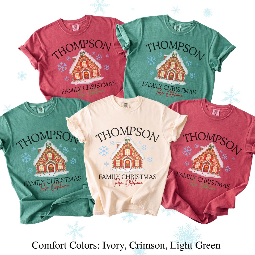 Personalized Gingerbread House Family Christmas T-shirt: Matching ...