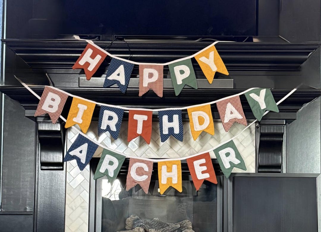 Personalized Happy Birthday Banner With Name - Custom Fabric Garland ...