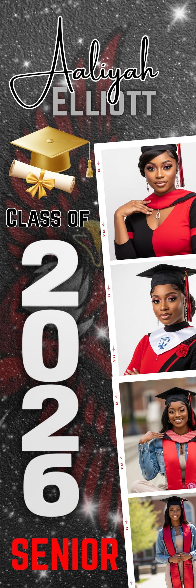 Editable Graduation Banner 2026, Printable Senior Photo Backdrop, Black ...