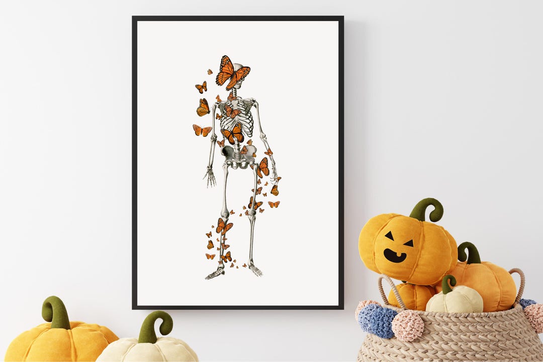 Skeleton With Butterflies Wall Art Printable - Etsy