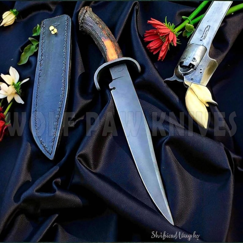 Custom Bowie Knife D2 Steel Hunting Knife Gift for Outdoorsman | Stag ...