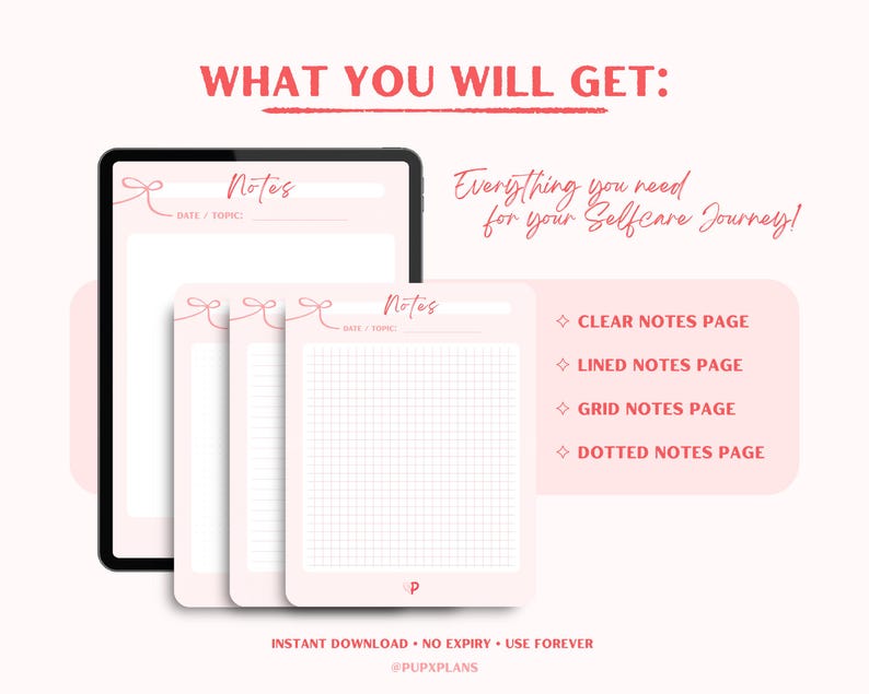 Notes Page Printable | Clear, Lined, Grid, Dotted Notes Template | Note ...