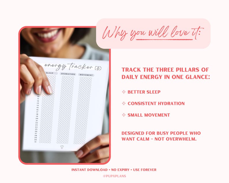 Printable Energy Tracker | Self-care Habit Tracker (digital Download ...