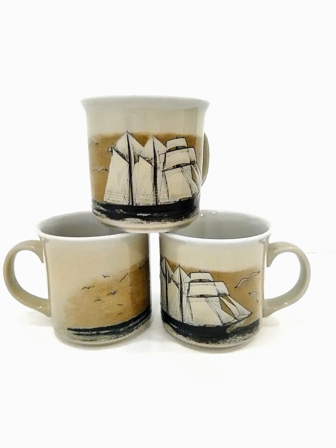 One Vintage Embossed Otagiri Ship Mug Clipper Sailboat Earthtones - Etsy