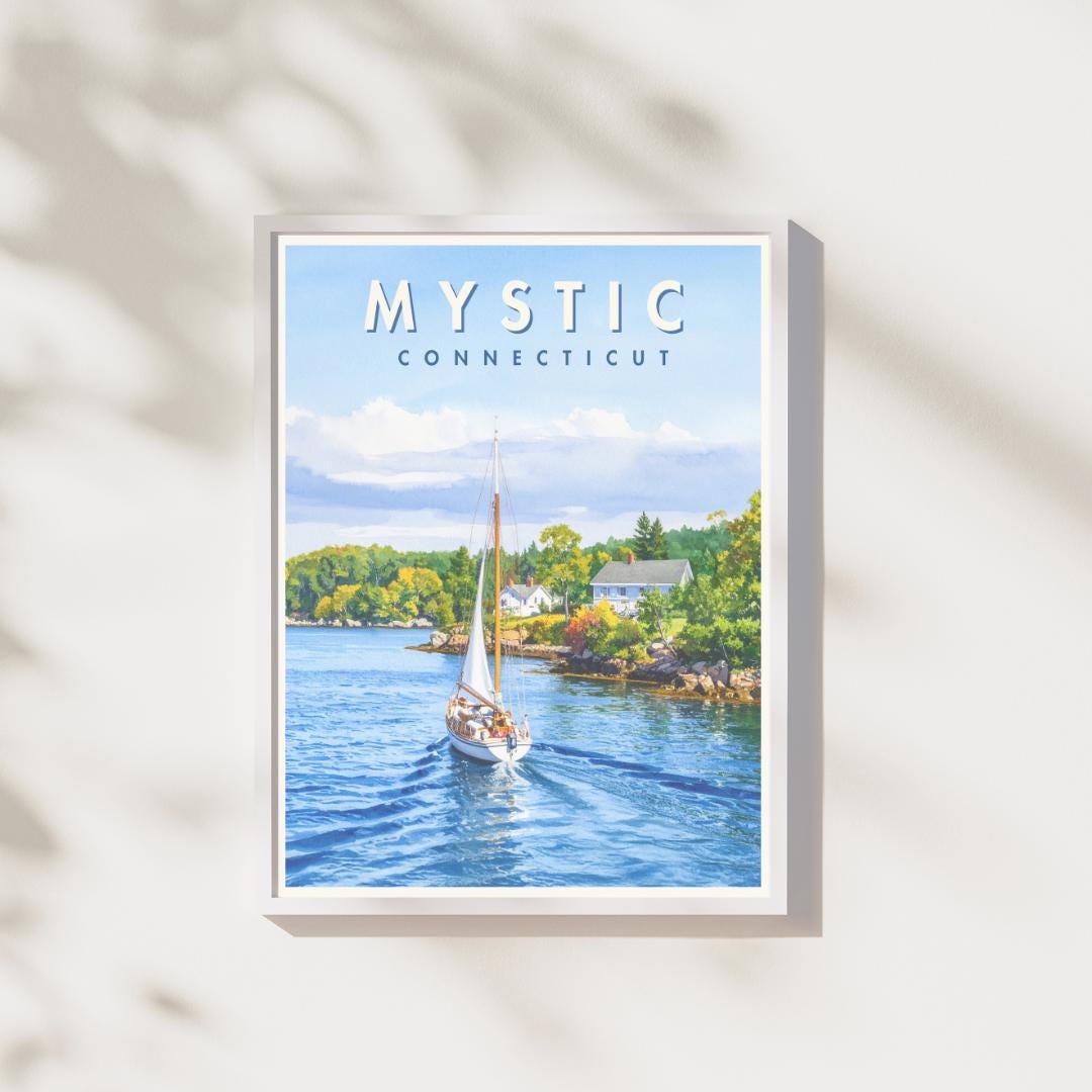 Mystic CT Print | Coastal New England Wall Art | Historic Seaport ...