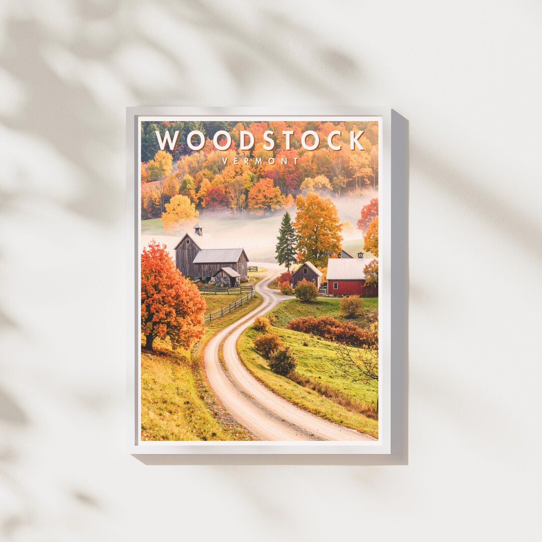 Woodstock VT Print | Fall Foliage Wall Art | New England Autumn ...
