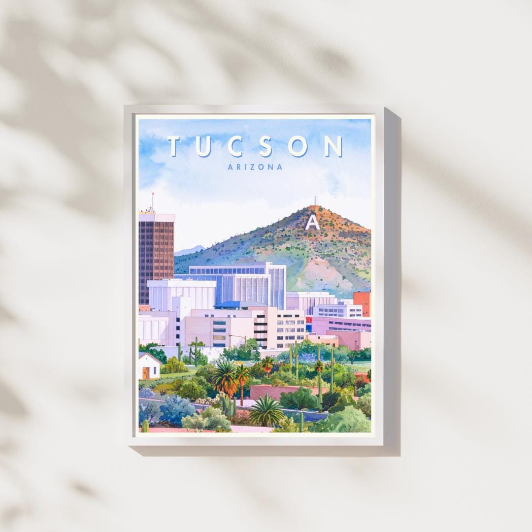 Tucson Print | Arizona Wall Art | Watercolor Downtown City Poster ...