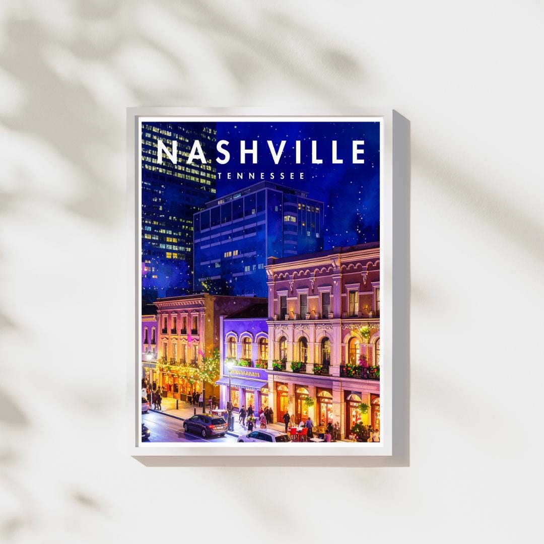 Nashville TN Print | Tennessee Wall Art | Downtown Poster | Digital ...