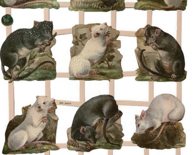Paper Relief Scraps, German, Rats, Vintage Victorian Style, Embossed ...